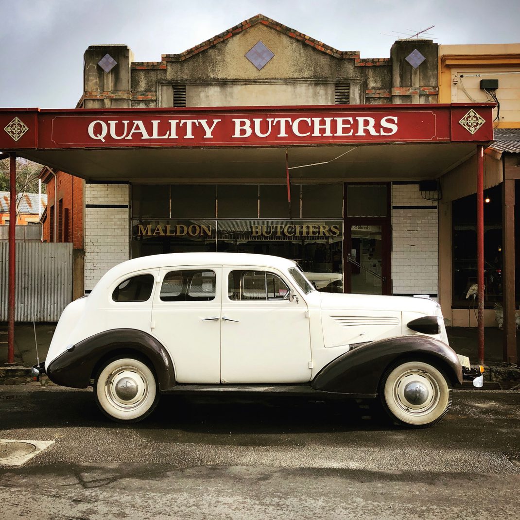 Vintage Car outside Maldon Quality Butchers - Maldon